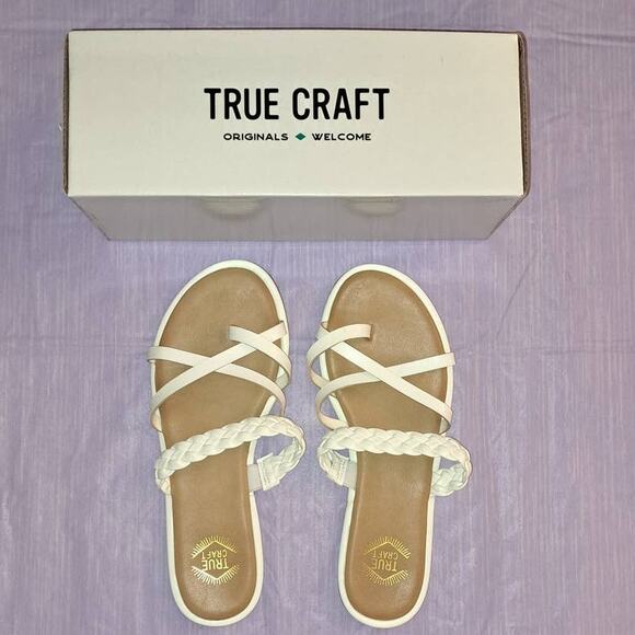 True Craft | Shoes | True Craft White Braided Womens Strappy Sandal ...
